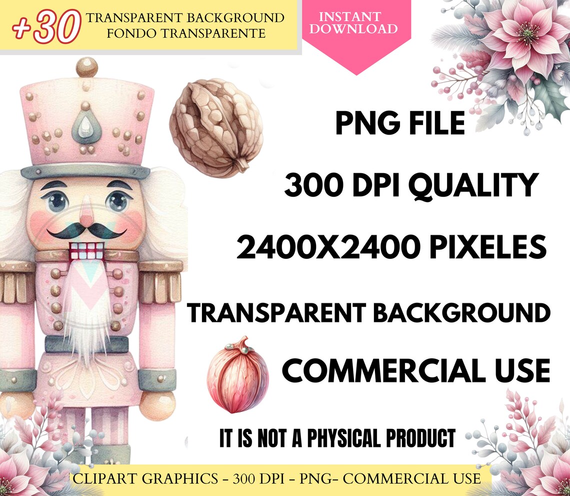 Christmas Pink Nutcracker Clipart, Ballet Clipart, Nutcracker PNG ...
