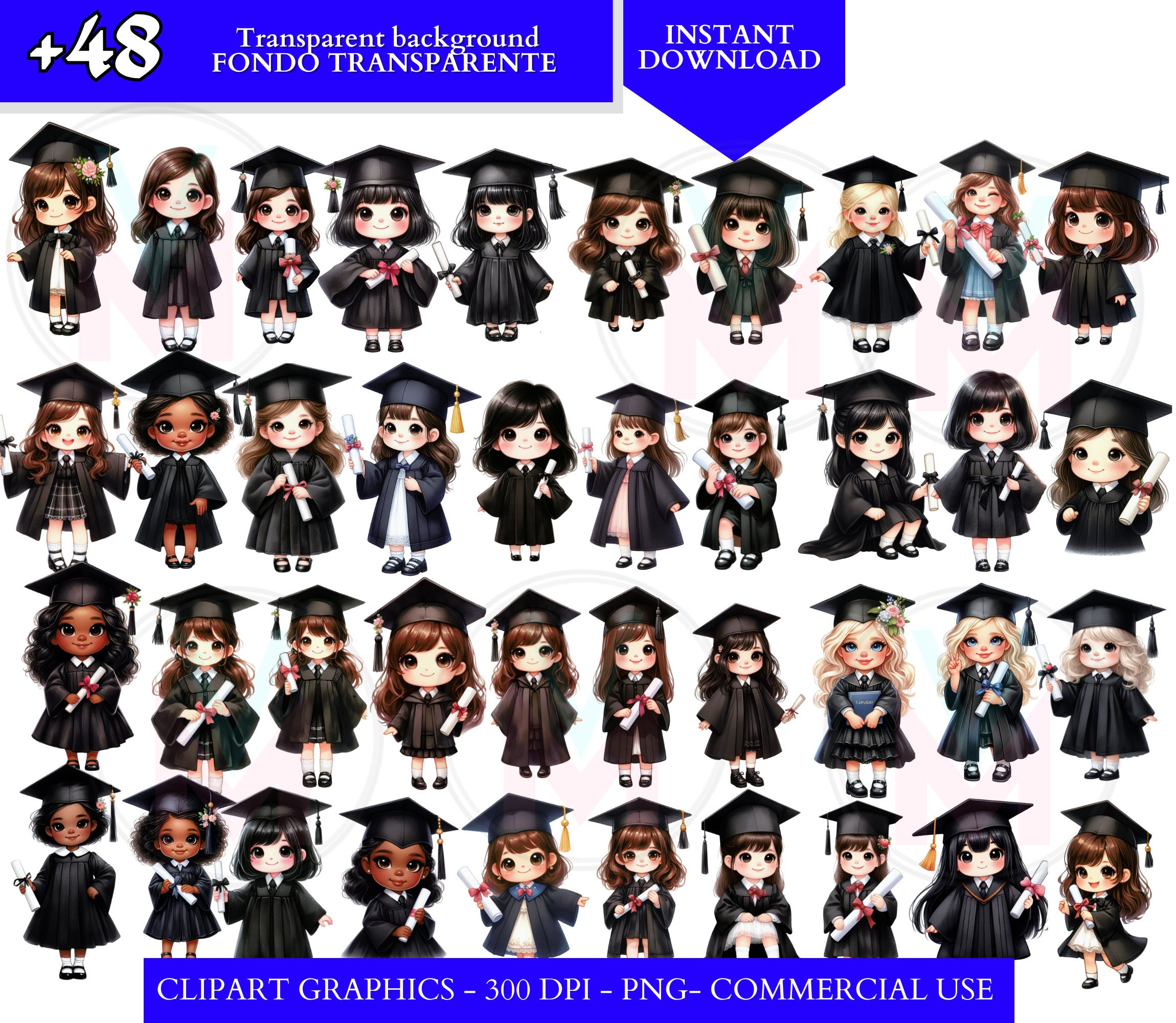 Graduation Cap Kids Clipart Graduation Cap Black PNG Educational Clipart Watercolor Graduate ...