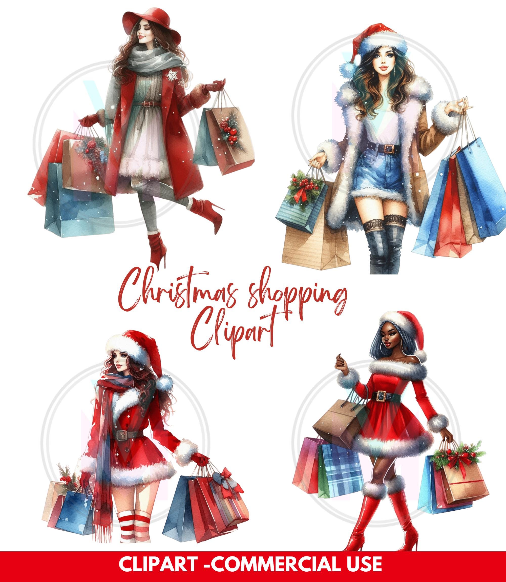 Christmas Girl Clipart 50 Bundle, Christmas Woman Clipart, Christmas ...