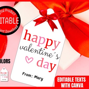 Editable Valentine's Day Tag Printable, Minimalist Valentine's Day Gift ...