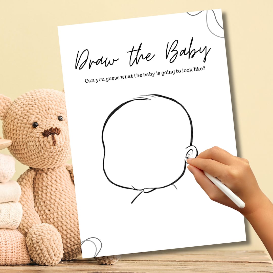 Draw the Baby Minimalist Baby Shower Game Draw Baby Game Baby Shower ...