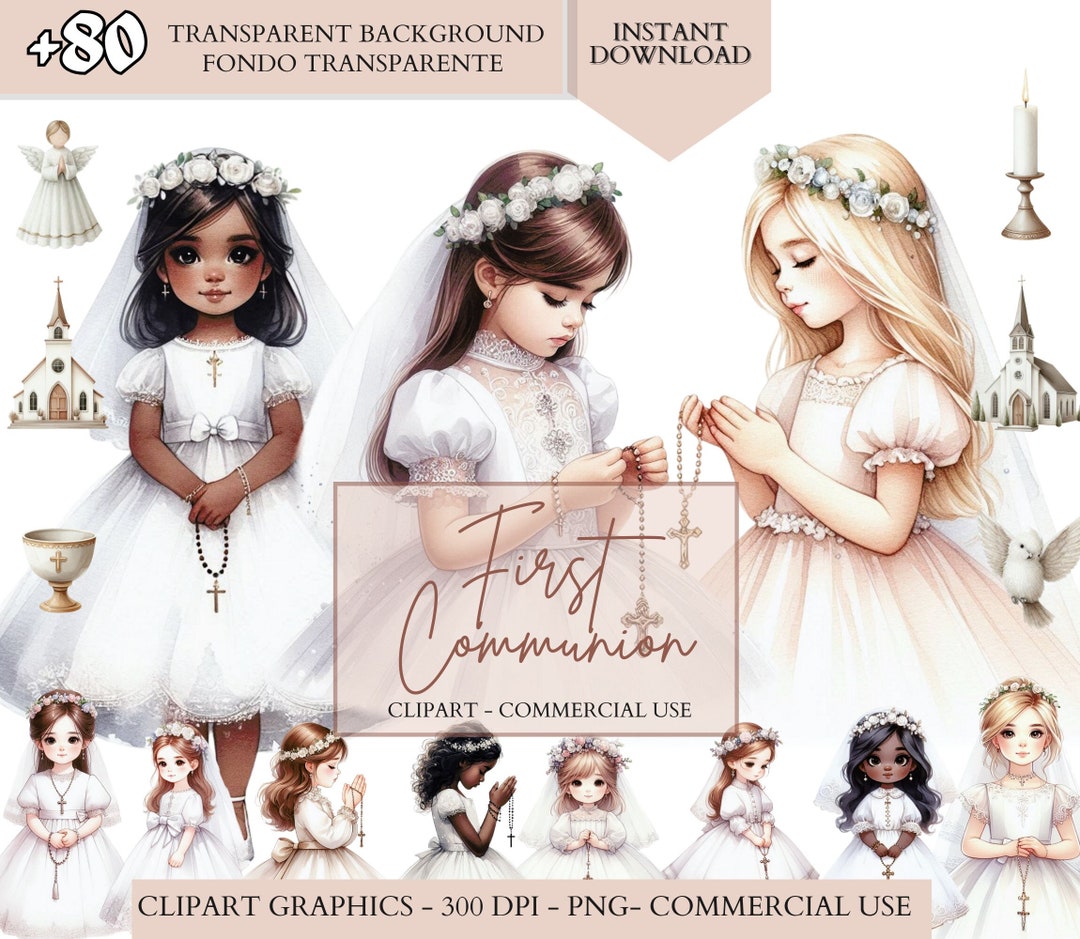 First Communion, Christian, Communion Clipart, PNG File Girl First ...