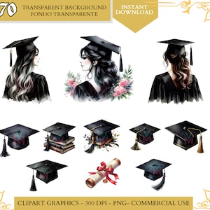 Watercolor Graduation Png, Graduation Cap, Graduation Clipart ...
