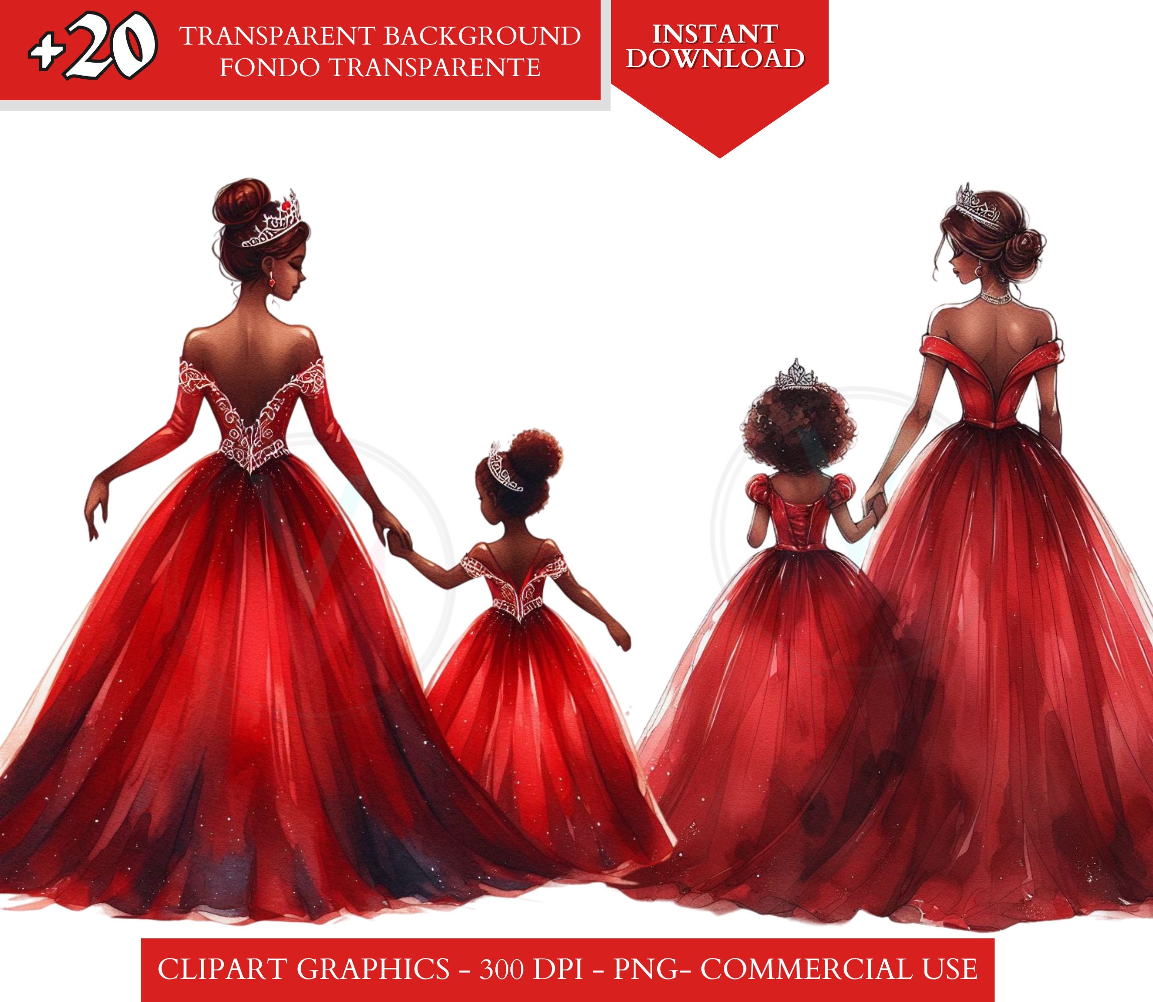 Madre hija clipart-Día de las Madres png, Reina Roja y Princesa png ...