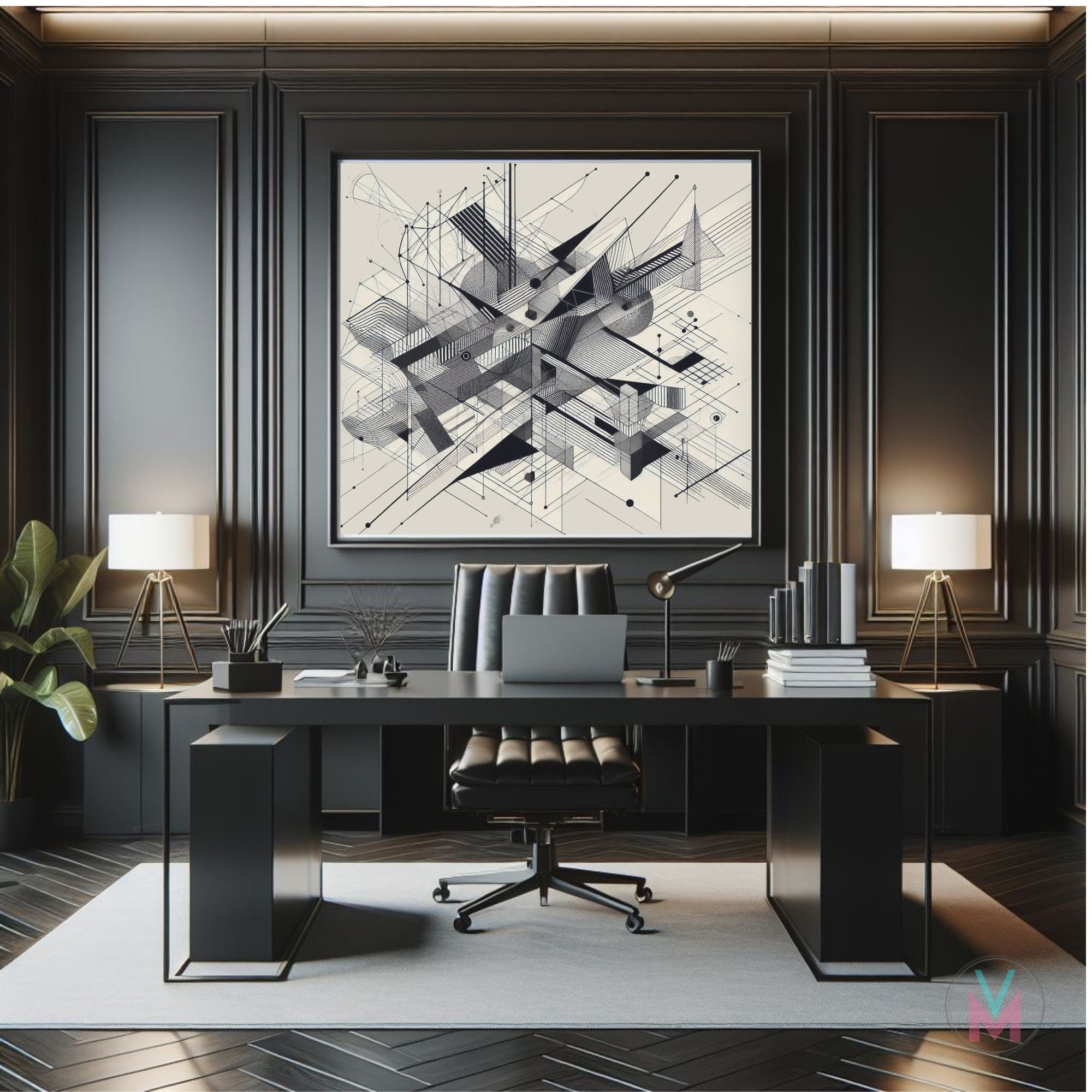 Set of 3 Modern Art Abstract Painting Black White Wall Art modern ...