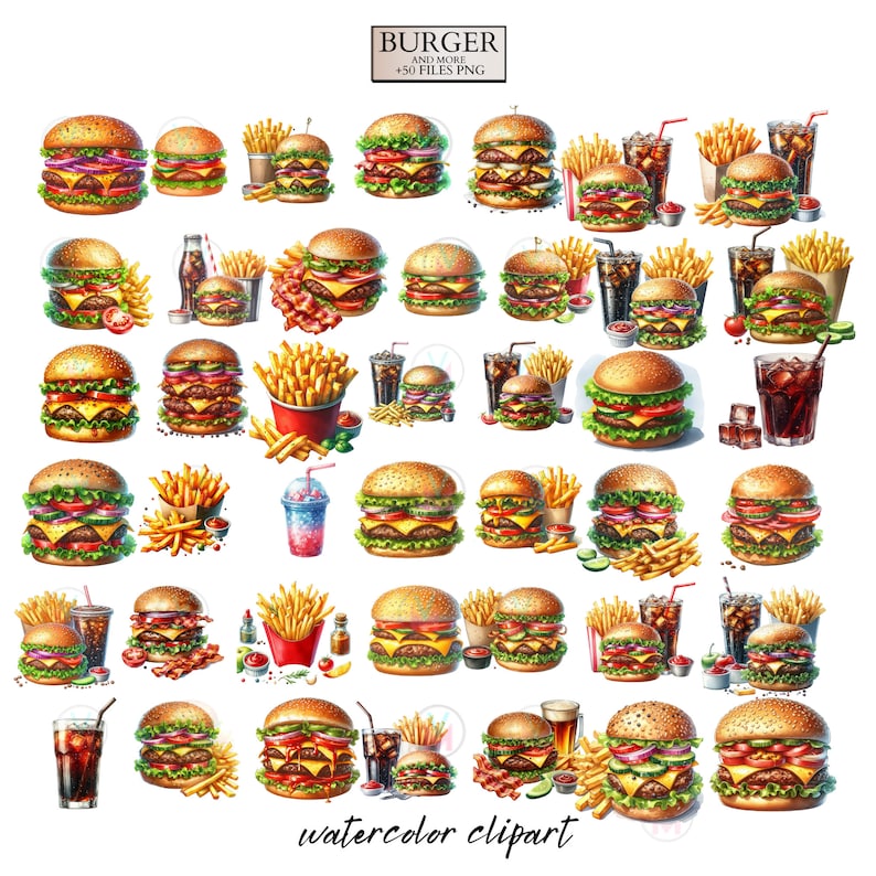 Burger Clipart Fries Clipart Food Clipart Cheese Hamburger PNG Fast ...