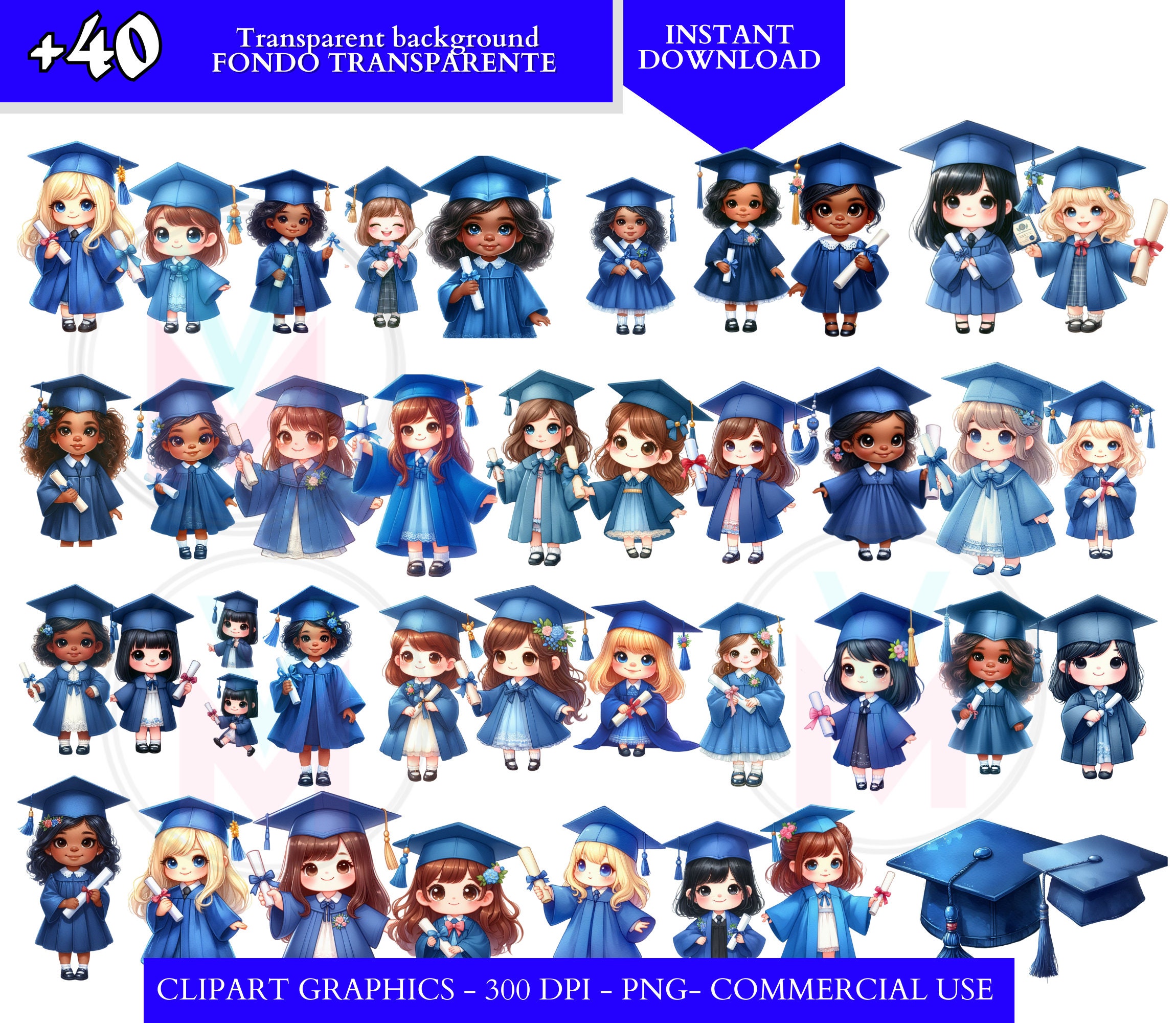 Graduation Cap Kids Clipart Graduation Cap Blue PNG Educational Clipart ...