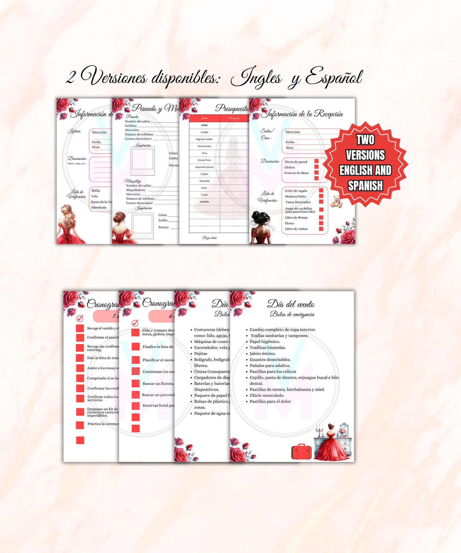 Quinceañera Planner RED Quince Red Book Planning Checklist Quinceañer ...