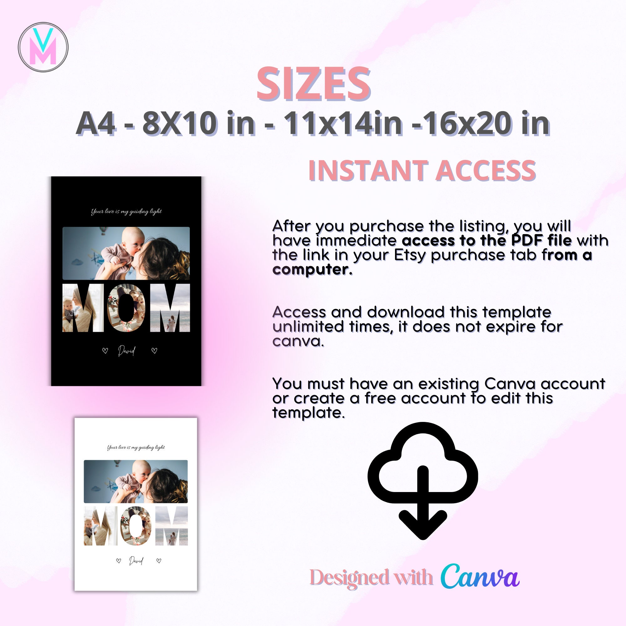 Mom Photo Frame, EDITABLE Mom Frame, Mothers Day GIFT, Mom Print Photos ...