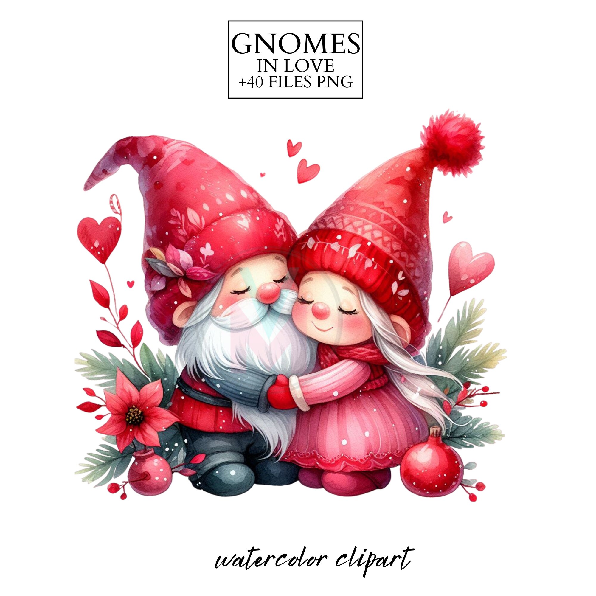 Valentines Gnome Clipart Bundle-valentines Clipart-couple Red Gnomes ...