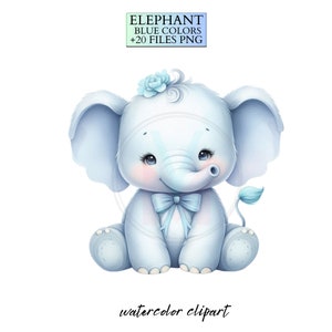 Blue Baby Elephant PNG - Watercolor Elephant Clip Art Balloon, Png ...