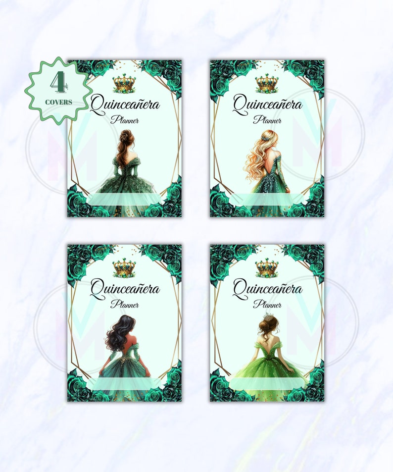 Emerald Green Quinceañera Planner PDF, Floral Mis 15 Años Planning ...