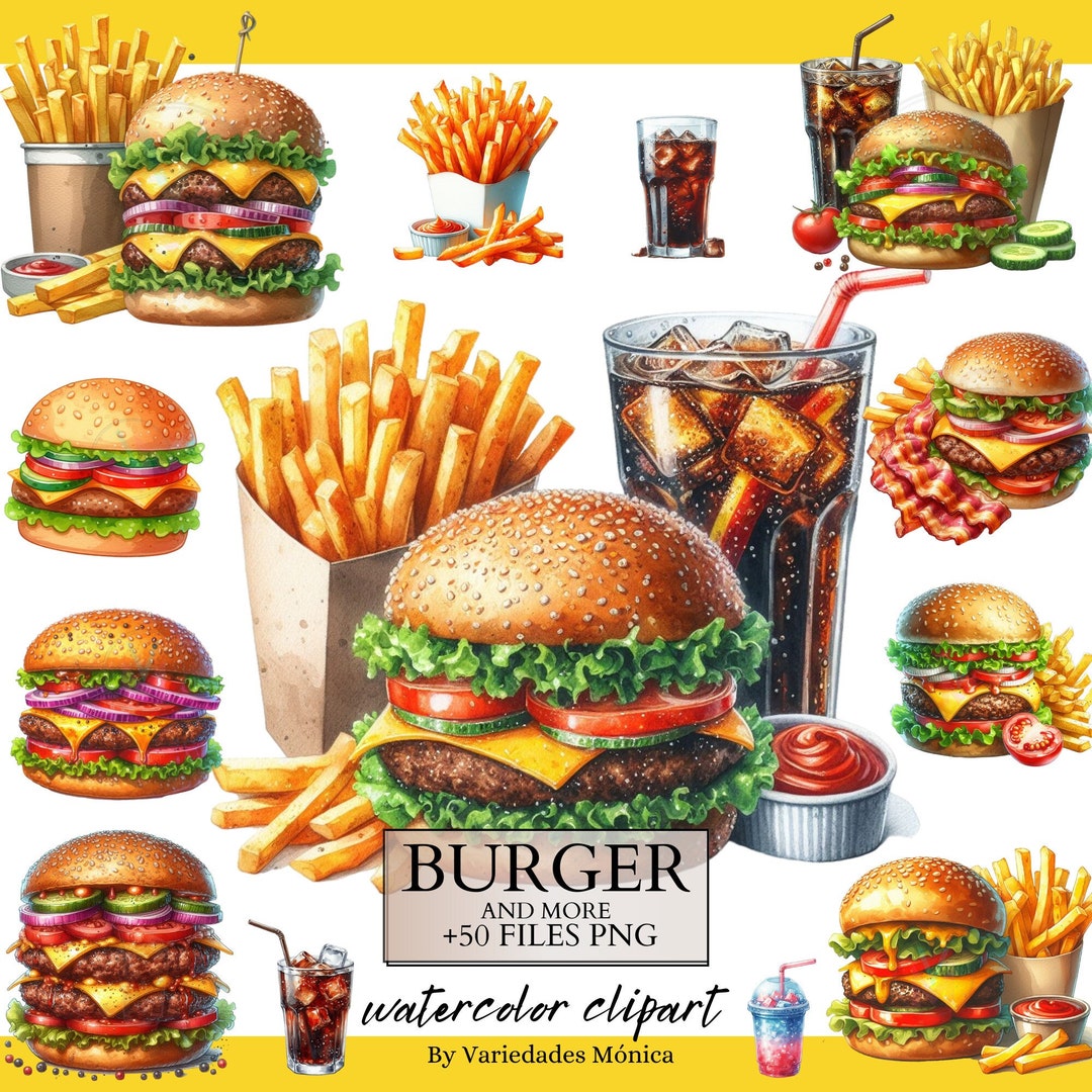 Burger Clipart Fries Clipart Food Clipart Cheese Hamburger PNG Fast ...