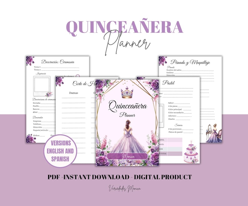 Quinceañera Planner Lilac Quince Purple Planning Checklist Quinceañer ...