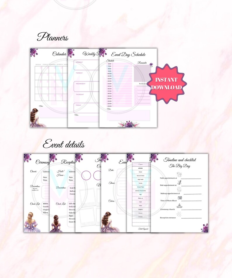 Quinceañera Planner Lilac Quince Purple Planning Checklist Quinceañer ...