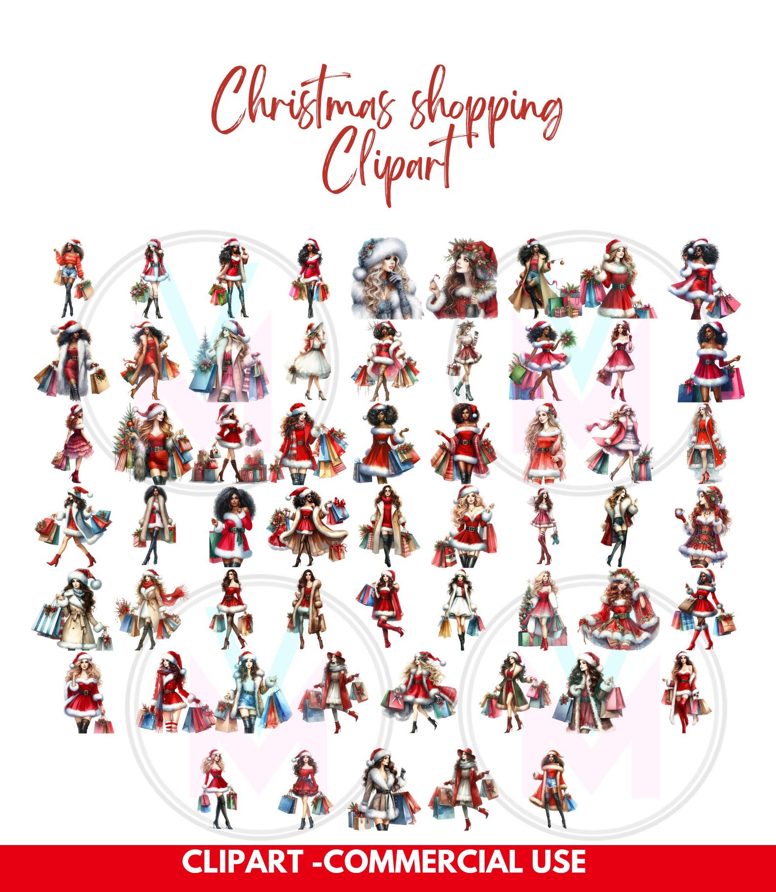 Christmas Girl Clipart 50 Bundle, Christmas Woman Clipart, Christmas ...