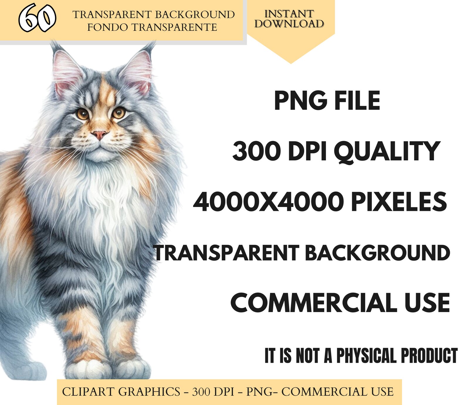 Cat Breeds PNG Bundle, 70 Cats Clipart Pngs, Cats Clipart, Animals ...