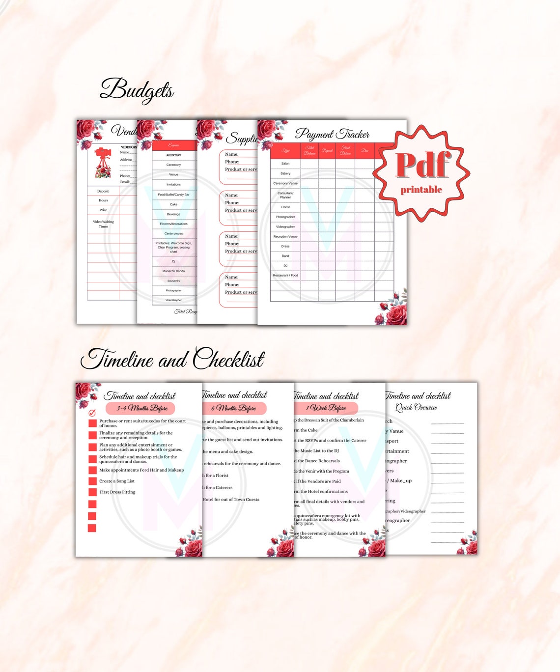 Quinceañera Planner RED Quince Red Book Planning Checklist Quinceañer ...