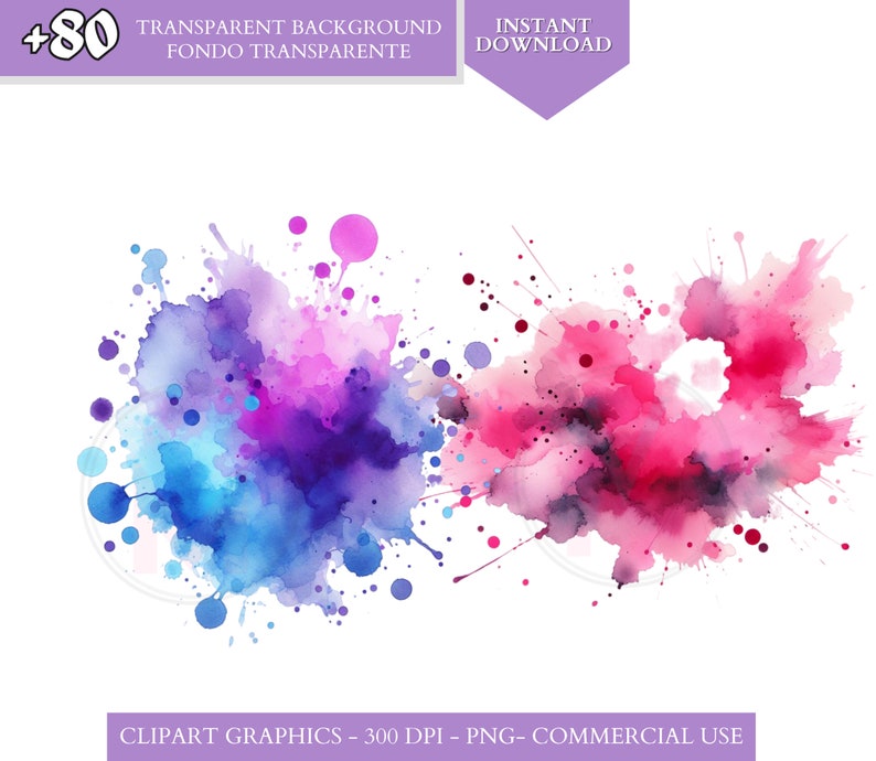 Watercolor Color Splash Clipart Splashes PNG Paint Splatter Clipart ...