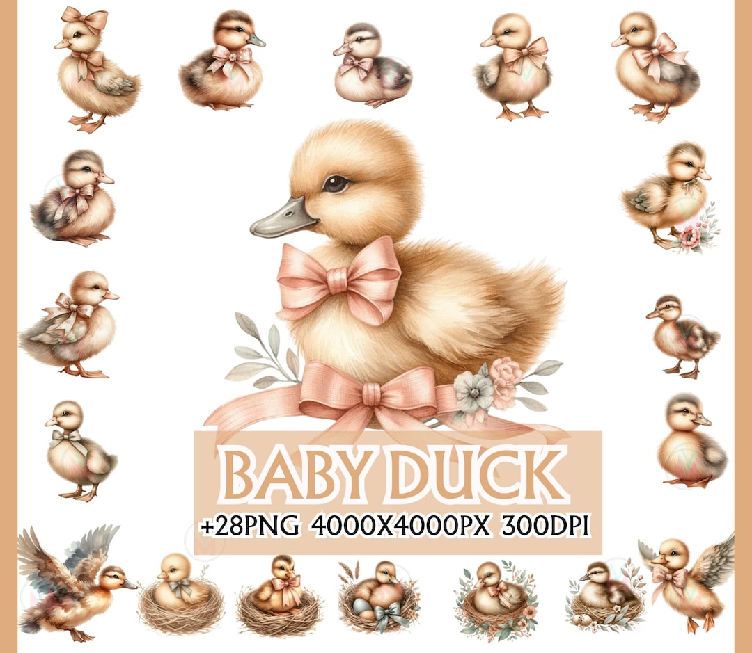Watercolor Baby Duck Clipart Set, Duck Watercolor Clipart, Animals Png ...