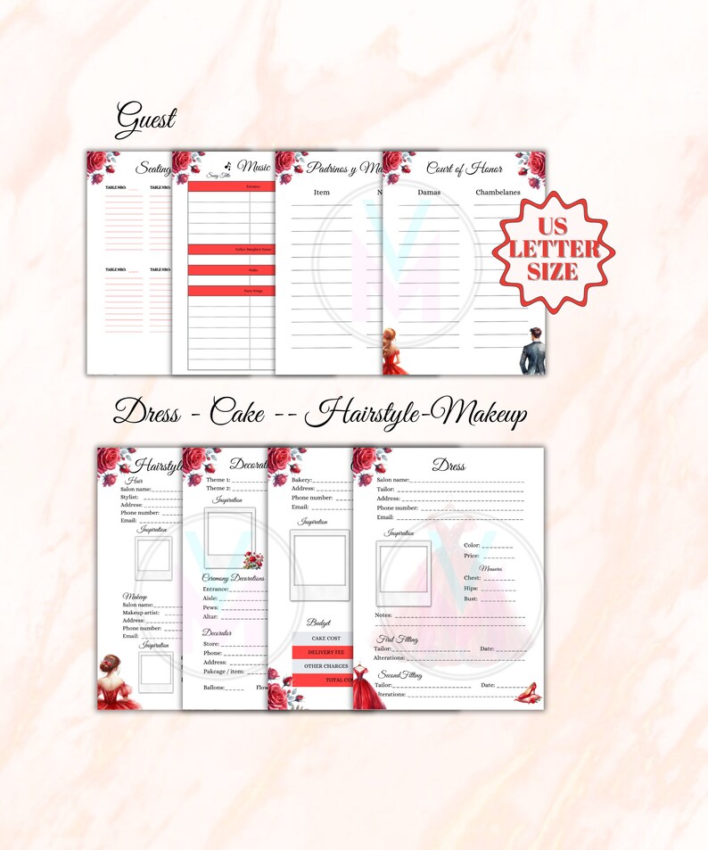 Quinceañera Planner RED Quince Red Book Planning Checklist Quinceañer ...