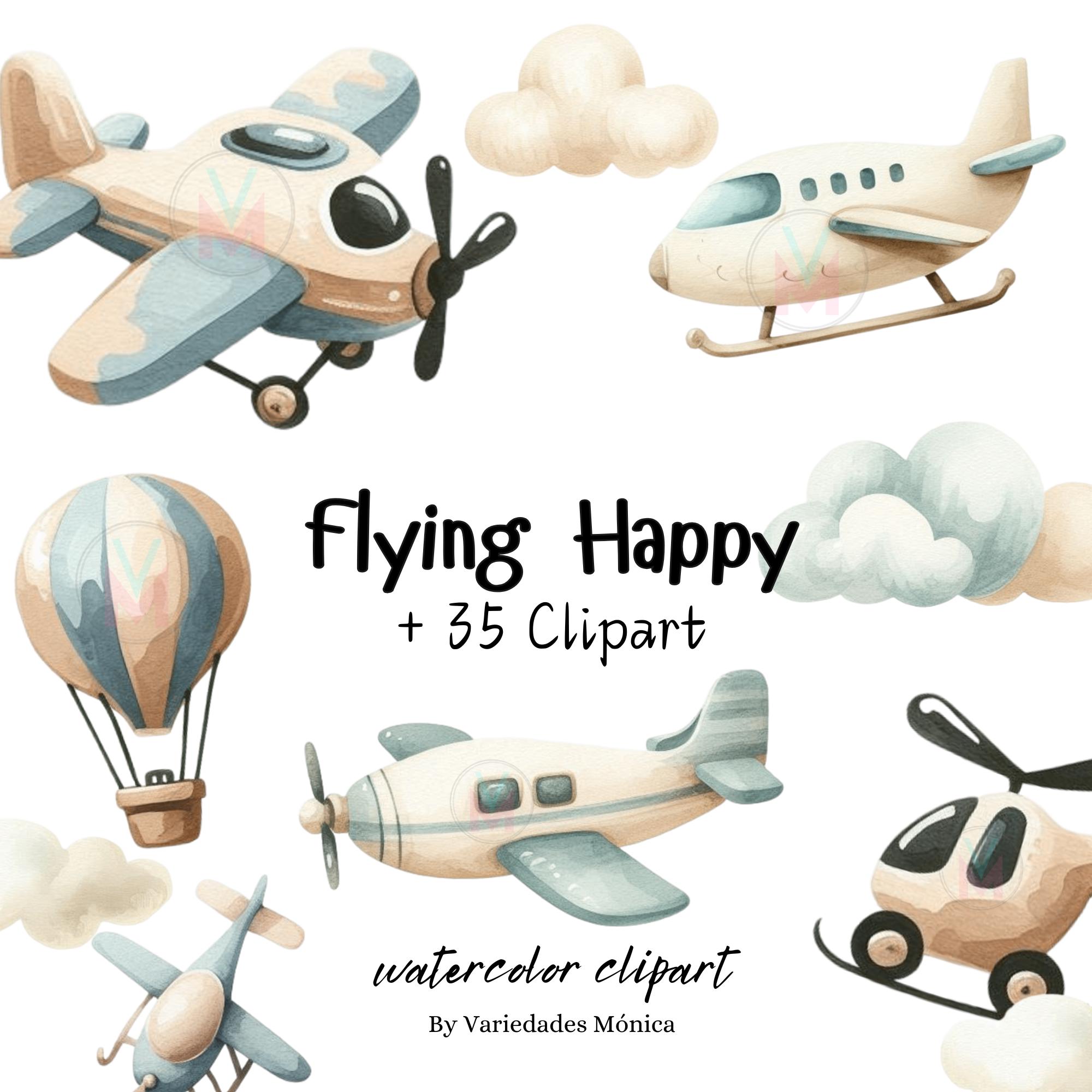 Air Transport Watercolor Clipart, Airplane Clip Art, Nursery Decor ...