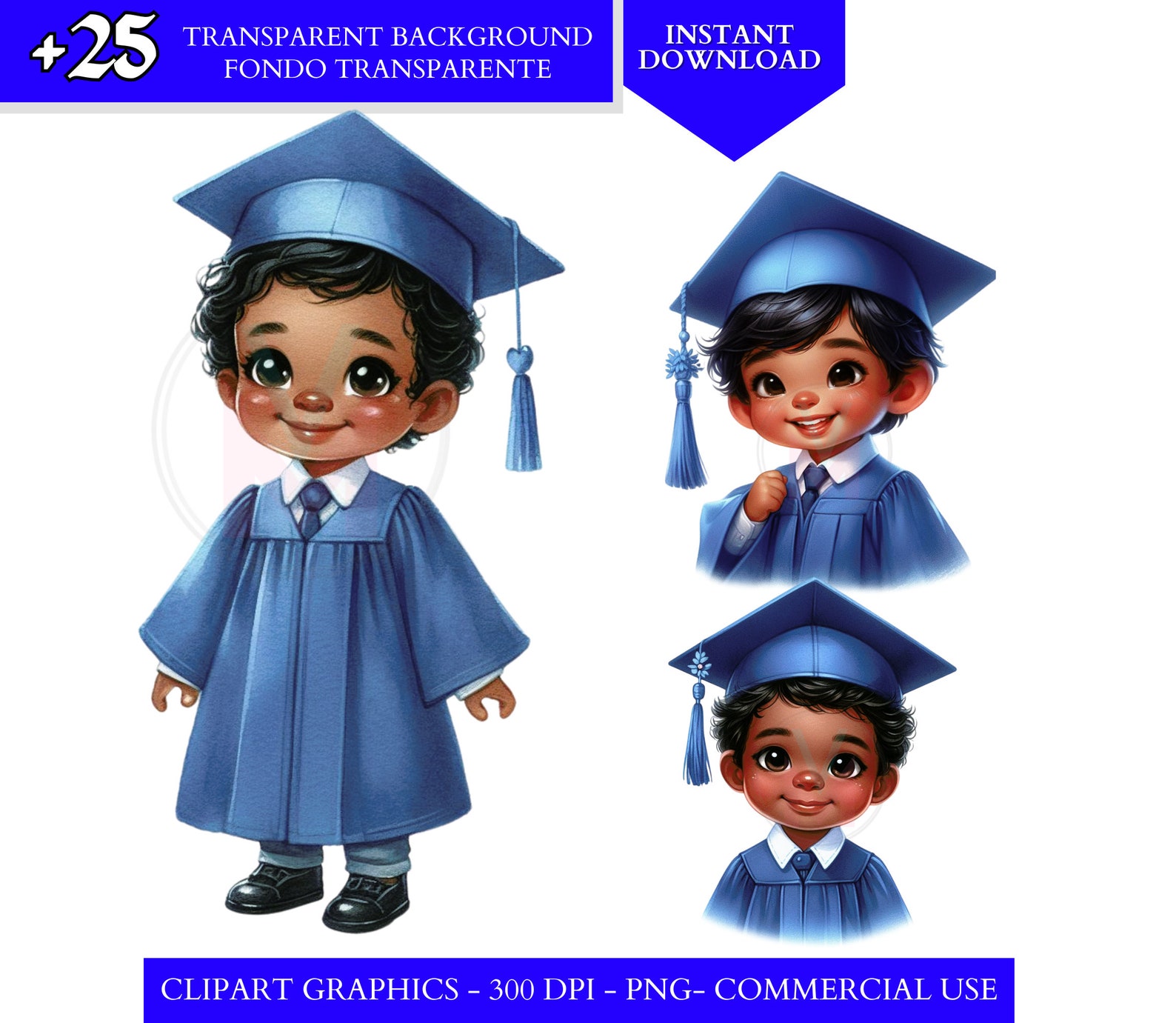 Graduation Cap Kids Clipart, Graduation Blue PNG, Educational Clipart ...