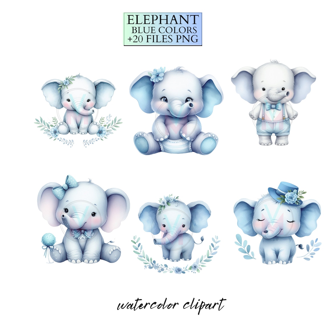 Blue Baby Elephant PNG Watercolor Elephant Clip Art Balloon, Png ...