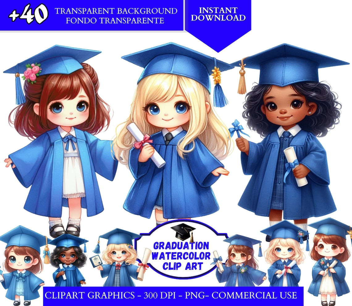 Graduation Cap Kids Clipart Graduation Cap Blue PNG Educational Clipart ...