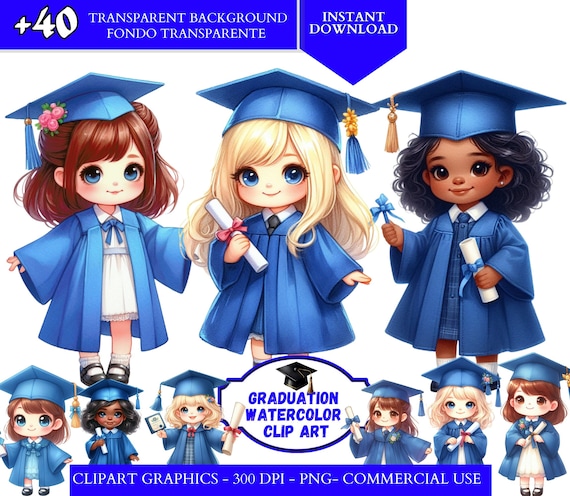 Kids In Graduation Gown Clipart