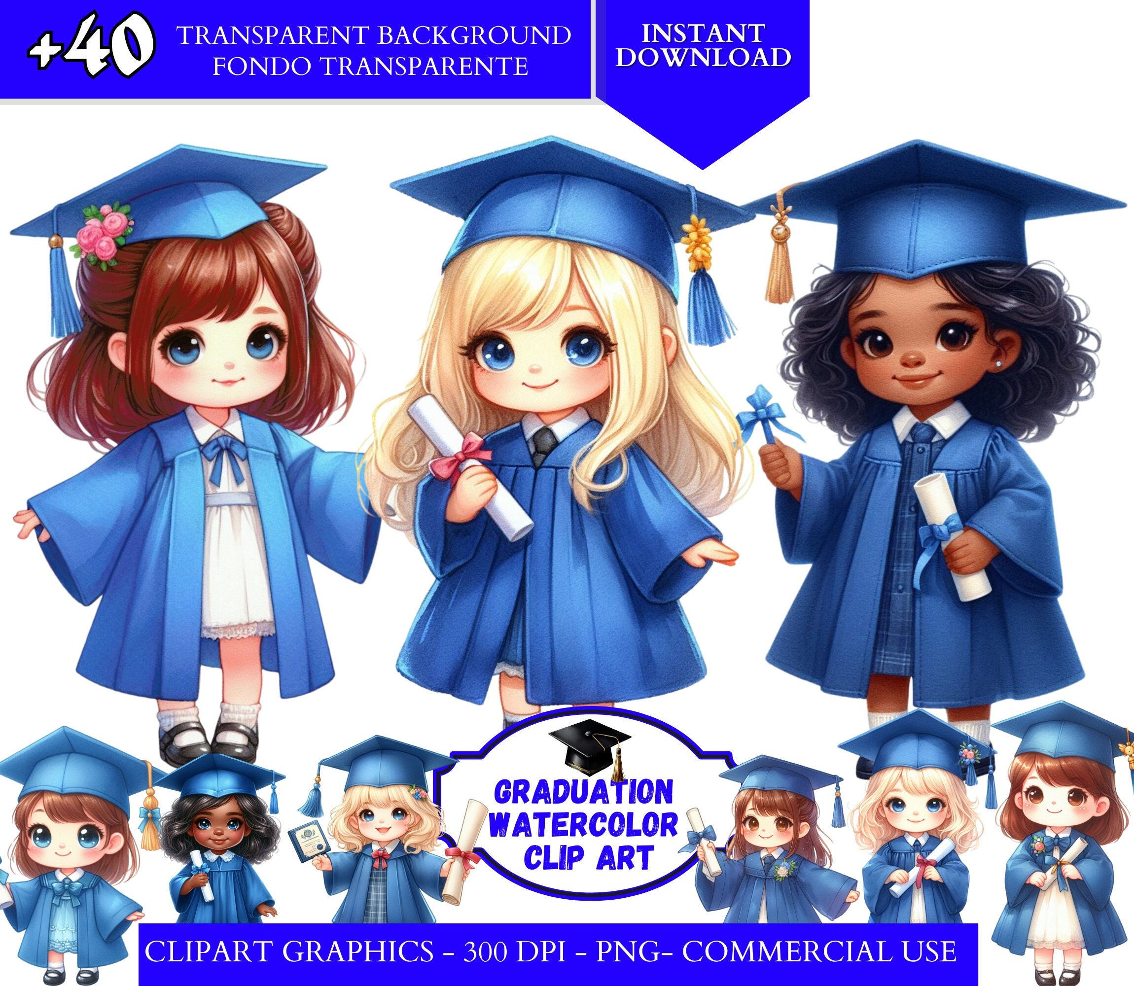 Graduation Cap Kids Clipart Graduation Cap Blue PNG Educational Clipart ...