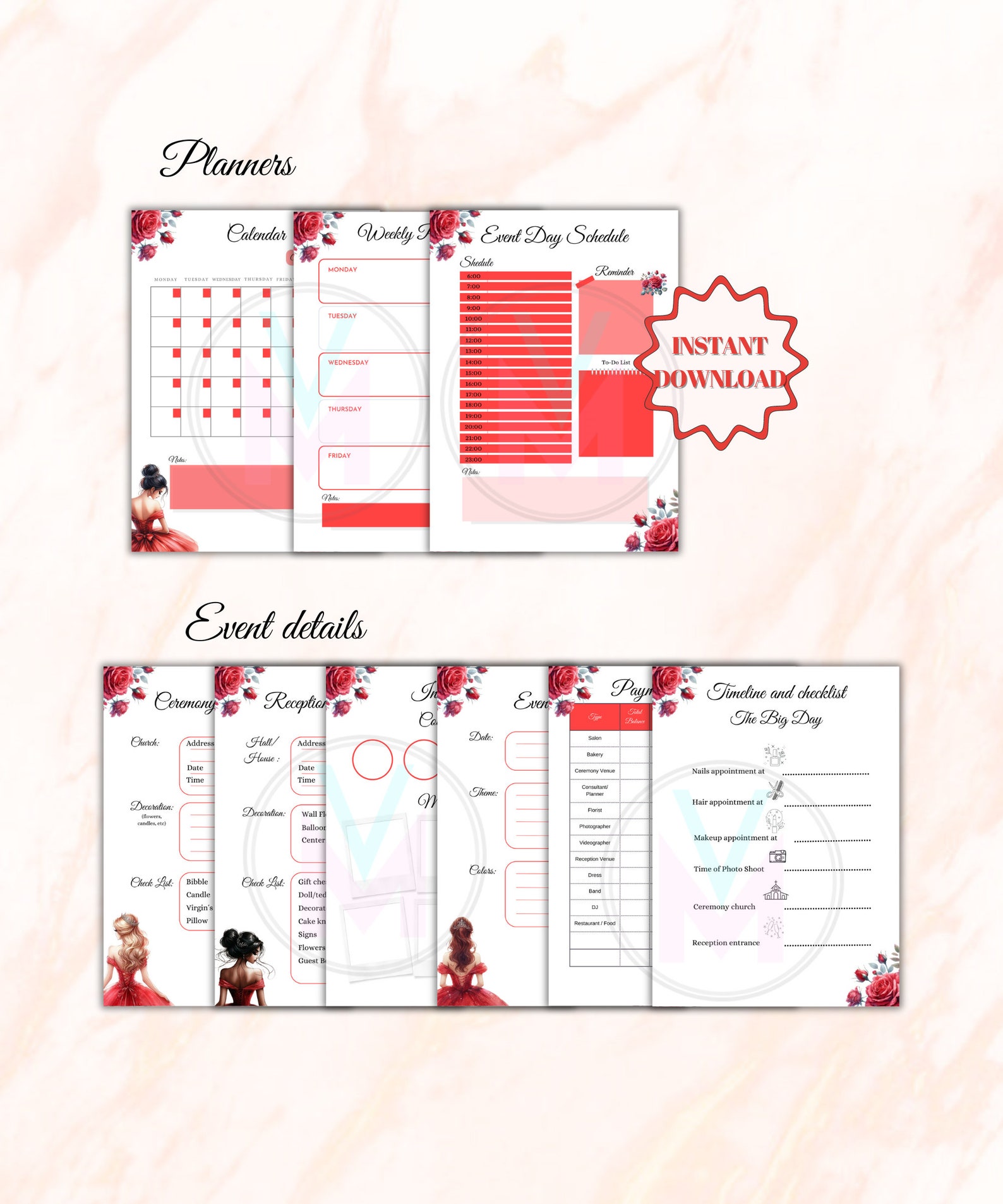 Quinceañera Planner RED Quince Red Book Planning Checklist Quinceañer ...