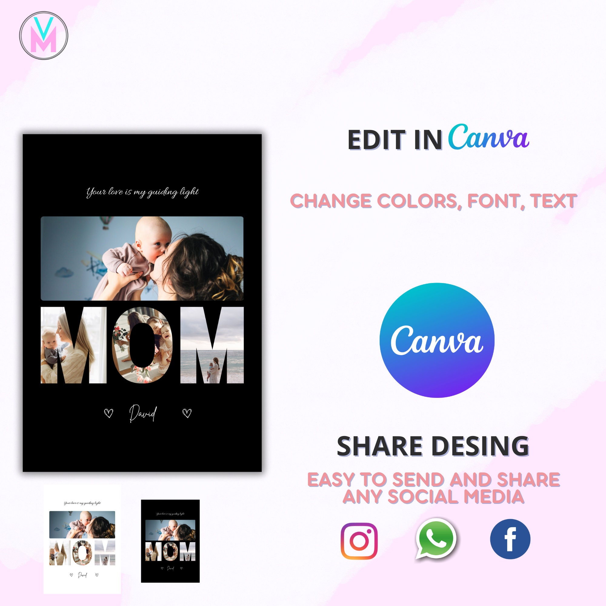 Mom Photo Frame, EDITABLE Mom Frame, Mothers Day GIFT, Mom Print Photos ...