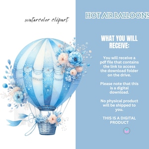 Hot Air Balloon Clipart, Blue Hot Air Balloons, Hot Air Balloon ...