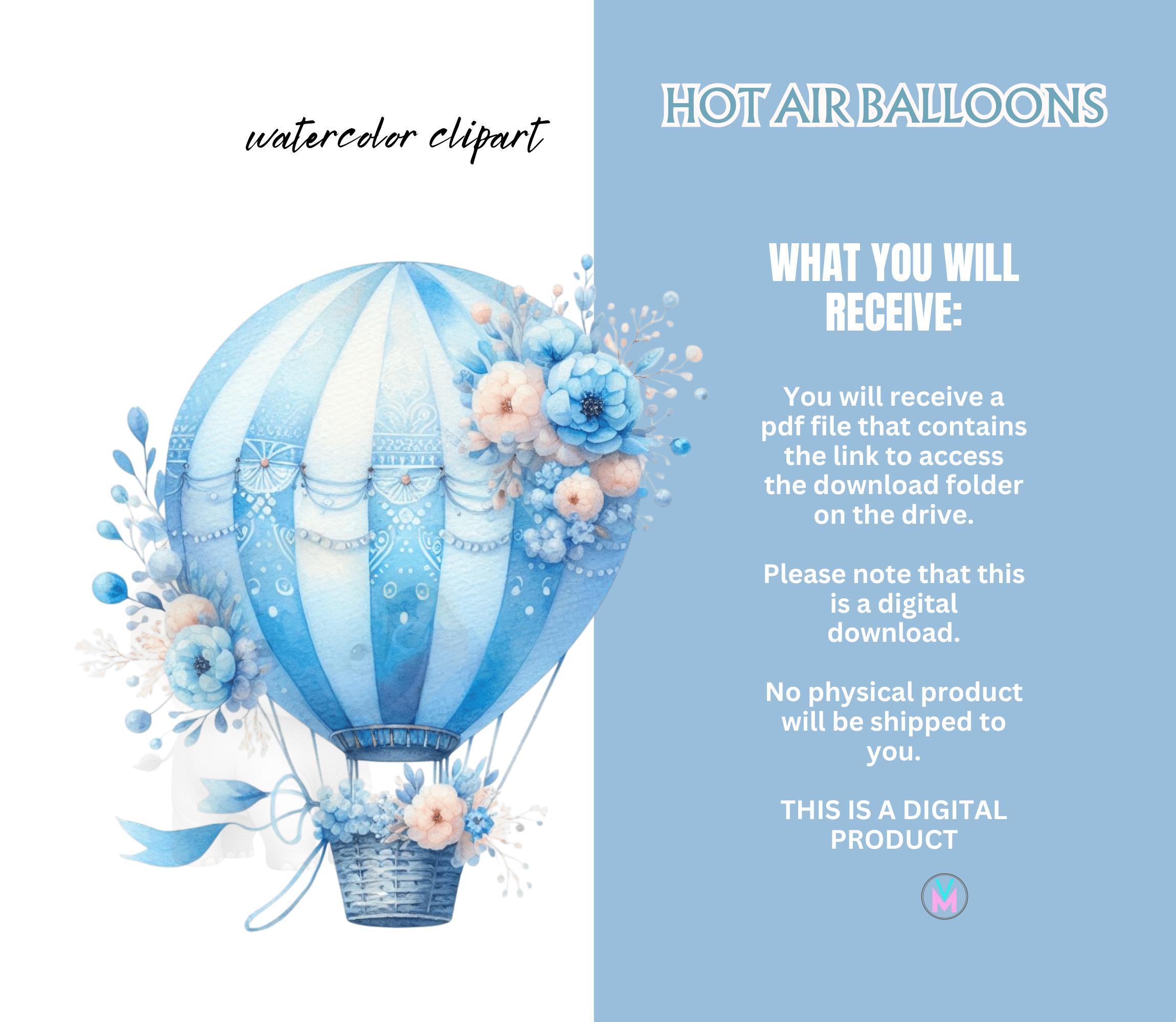 Hot Air Balloon Clipart, Blue Hot Air Balloons, Hot Air Balloon ...