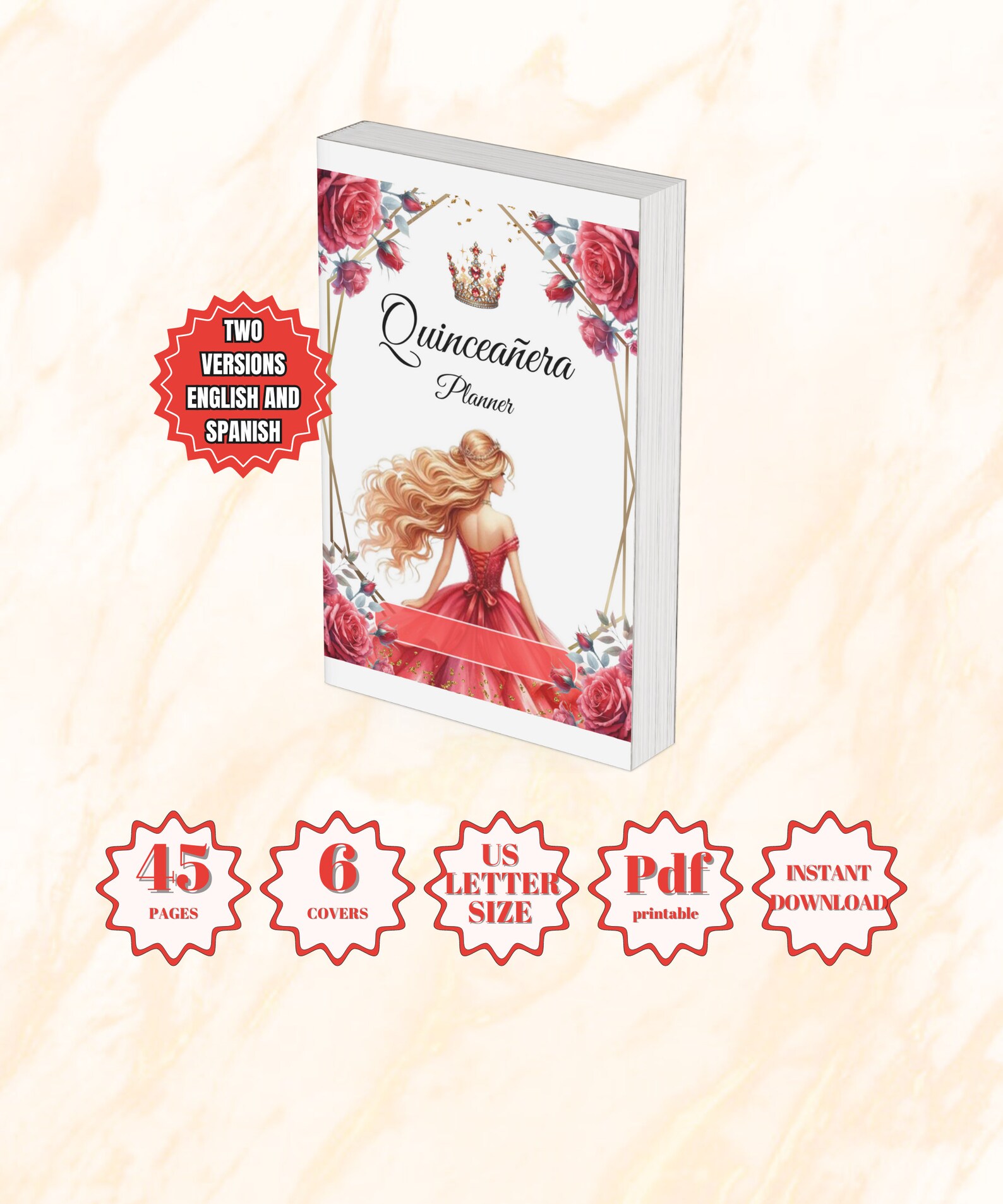 Quinceañera Planner RED Quince Red Book Planning Checklist Quinceañer ...