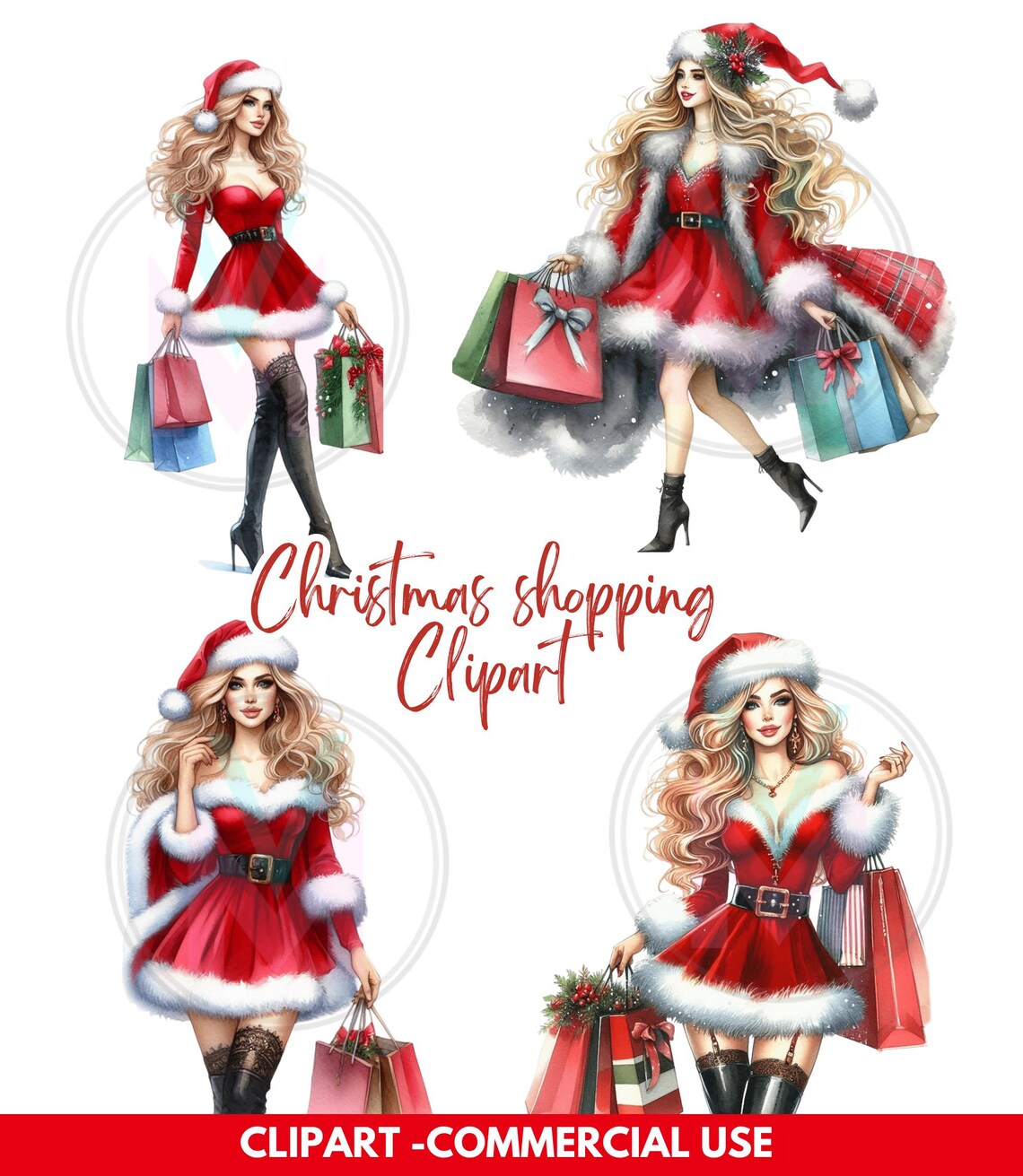 Christmas Girl Clipart 50 Bundle, Christmas Woman Clipart, Christmas ...