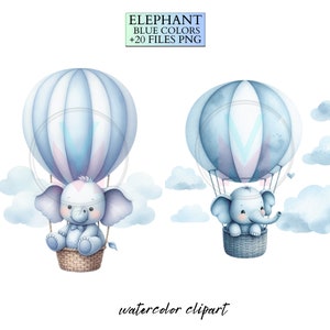 Blue Baby Elephant PNG - Watercolor Elephant Clip Art Balloon, Png ...