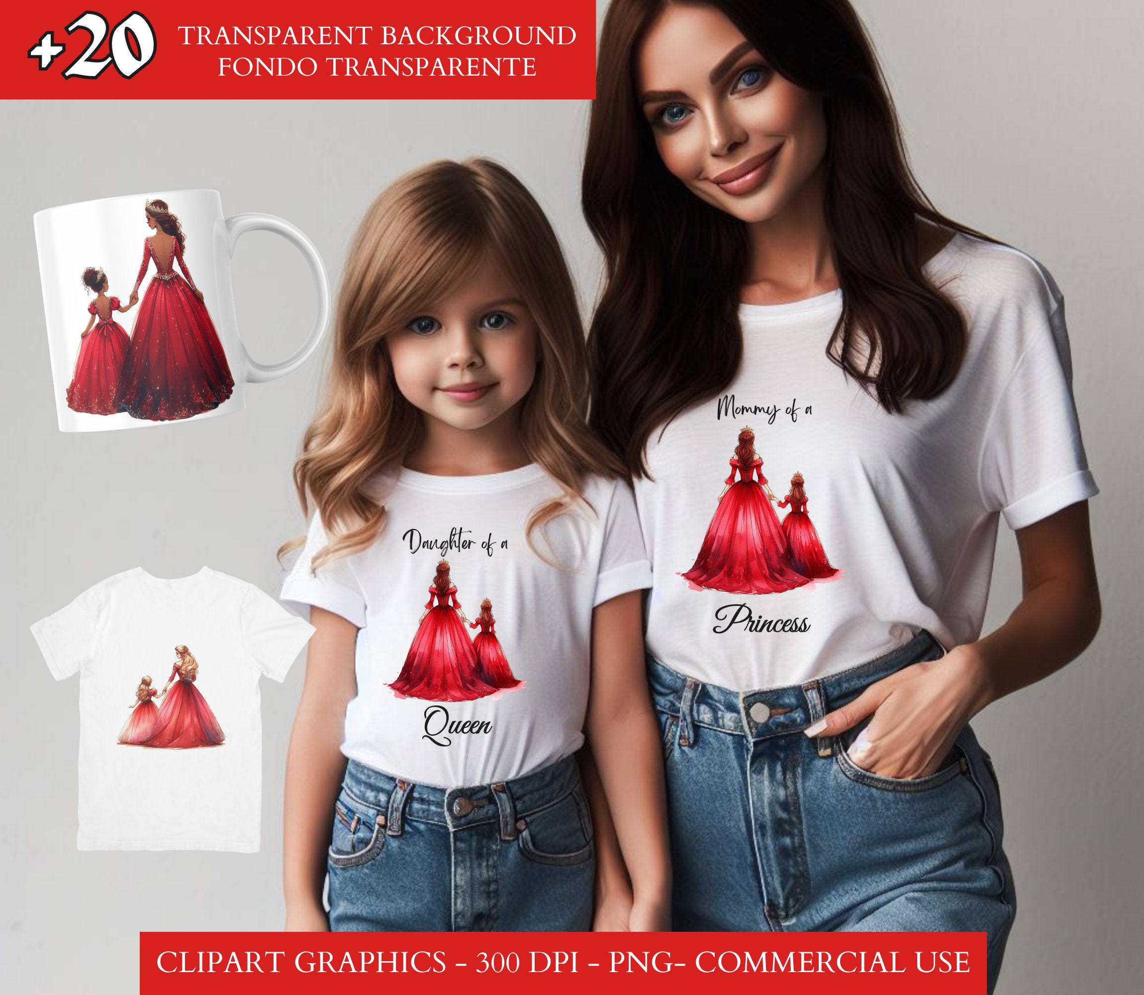 Madre hija clipart-Día de las Madres png, Reina Roja y Princesa png ...