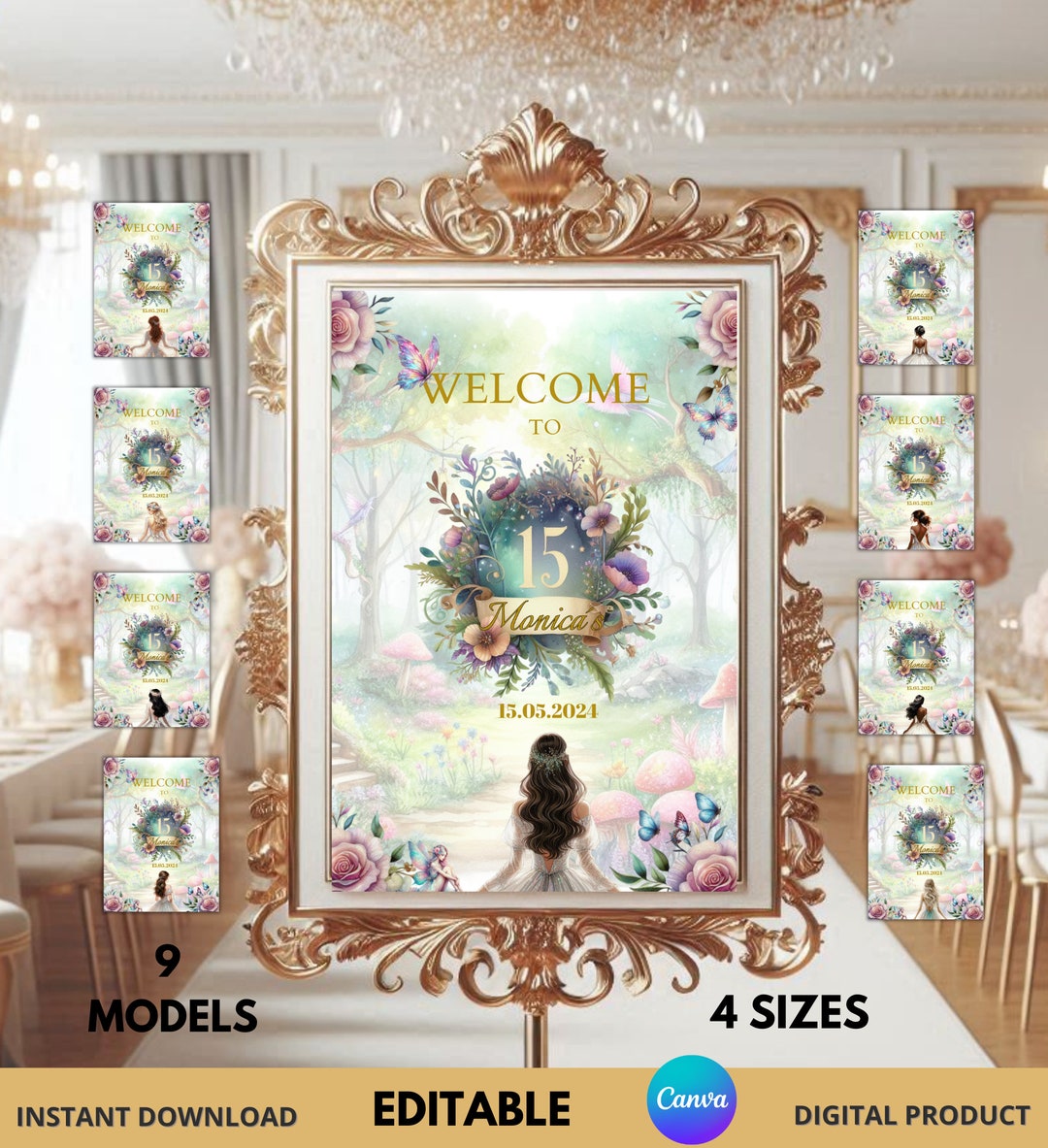 Quinceanera Welcome Sign Quinceañera Enchanted Forest Mis Quince Poster ...