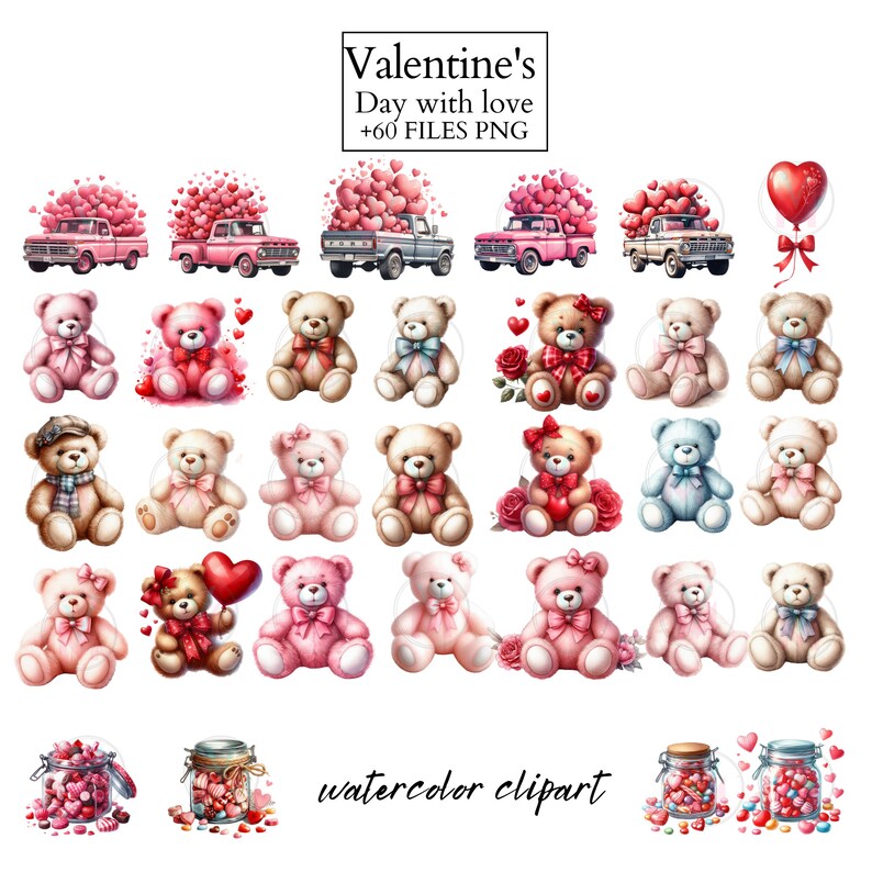 VALENTINE'S DAY Png-50 Files Png-teddy Bear Png-valentines Day Clipart ...