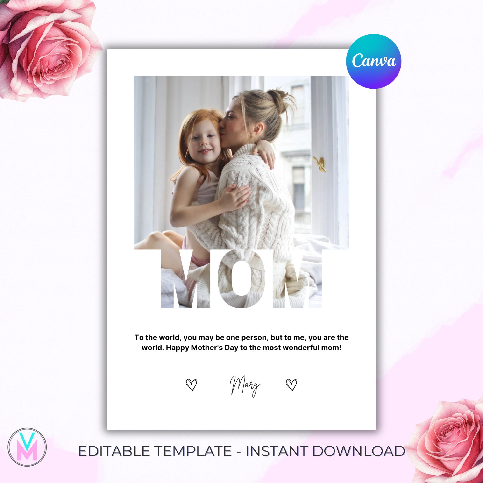 Mom Photo Frame, EDITABLE Mom Frame, Mom Print Photos, Canva Template ...