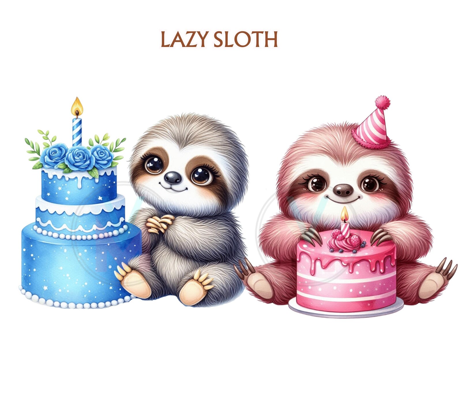 Cute Sloth Clipart, Watercolor Lazy Sloth Nursery 65 PNG, Spring ...
