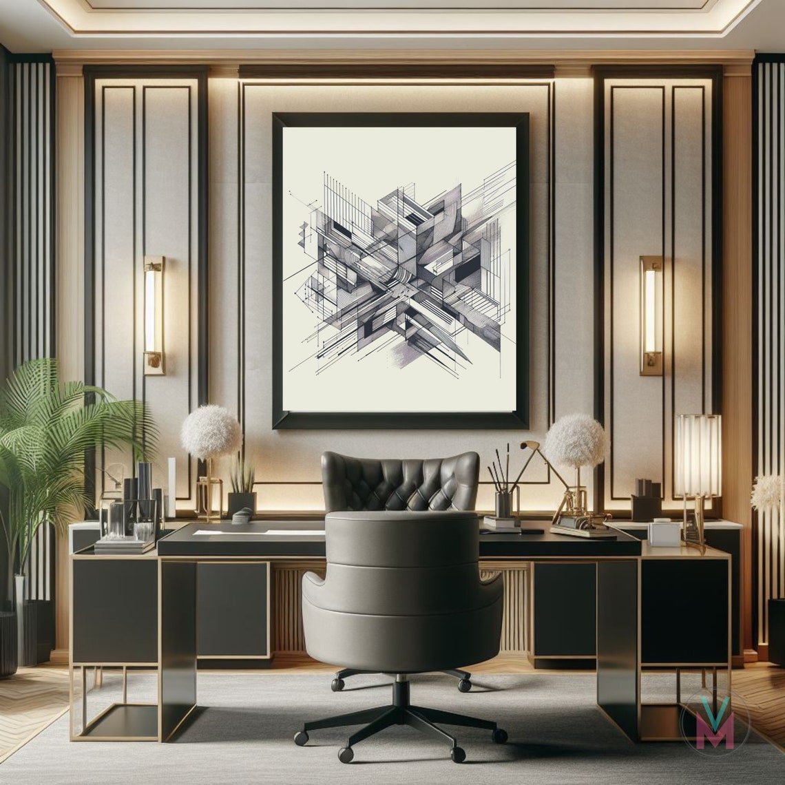 Set of 3 Modern Art Abstract Painting Black White Wall Art modern ...