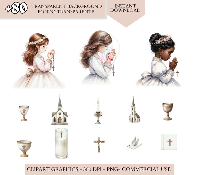 First Communion, Christian, Communion Clipart, PNG File Girl First ...