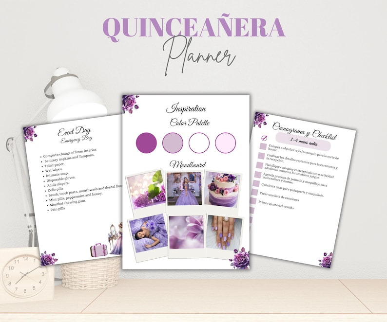 Quinceañera Planner Lilac Quince Purple Planning Checklist Quinceañer ...