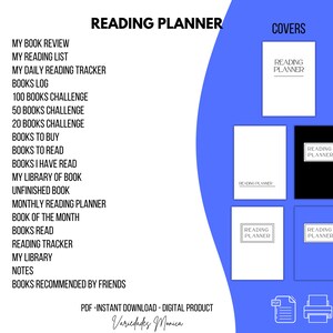 Reading Planner Bundle Printable Reading Journal, Reading Challenges ...