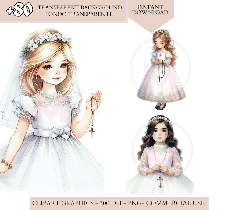 First Communion, Christian, Communion Clipart, PNG File Girl First ...