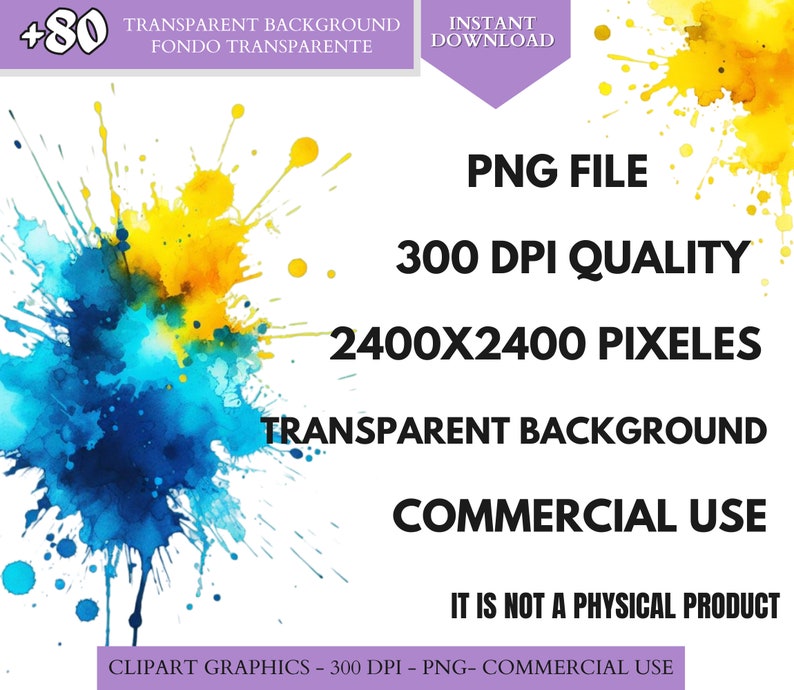 Watercolor Color Splash Clipart Splashes PNG Paint Splatter Clipart ...