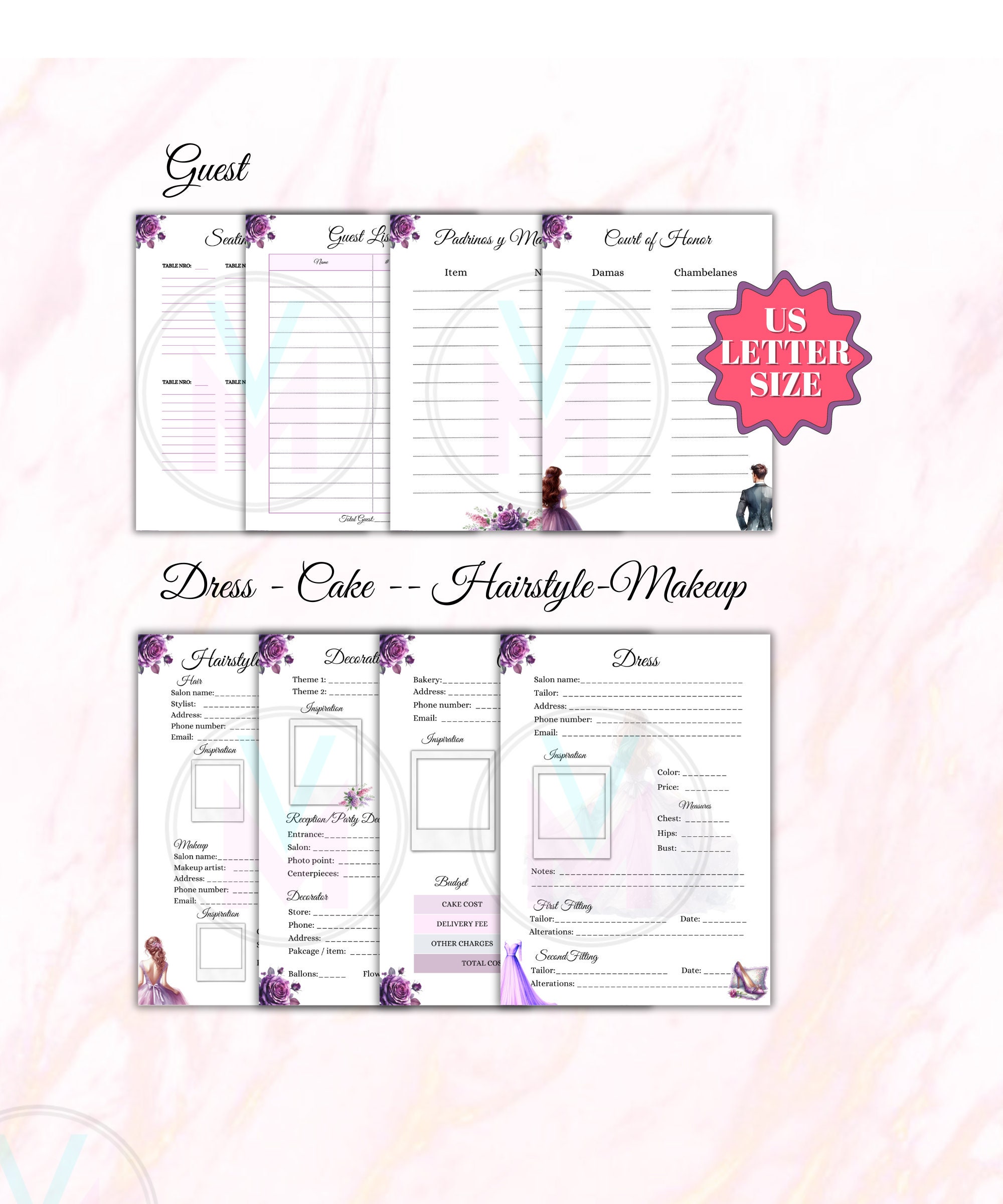 Quinceañera Planner Lilac Quince Purple Planning Checklist Quinceañer ...
